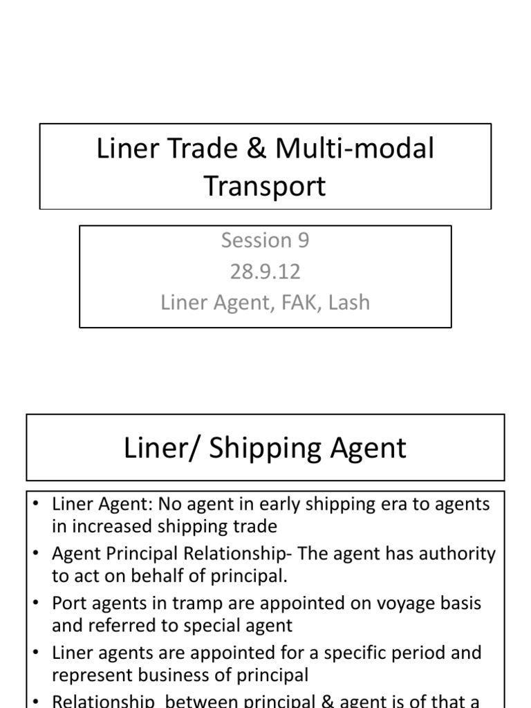 Liner Agent, FAK, Lash, Classification | PDF | Cargo | Shipping Service