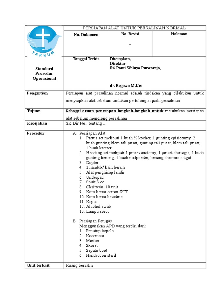 Persiapan Alat Untuk Persalinan Normal | PDF