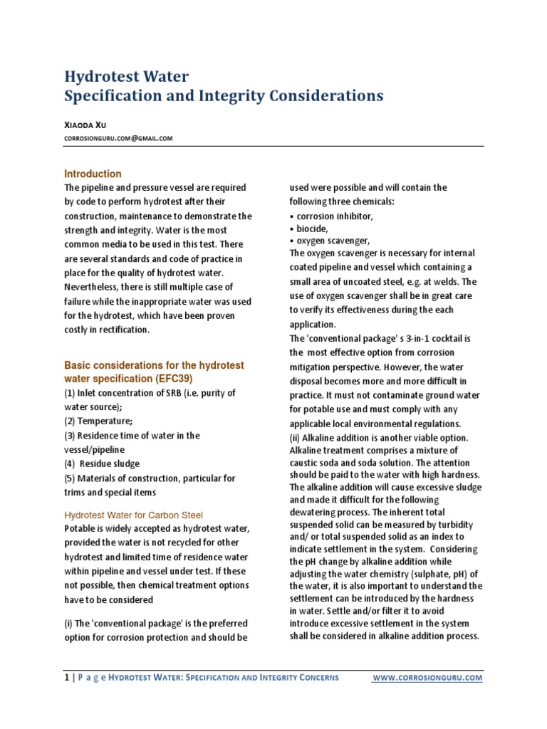 Hydrotest-Water.pdf | Corrosion | Stainless Steel | Free 30-day Trial ...
