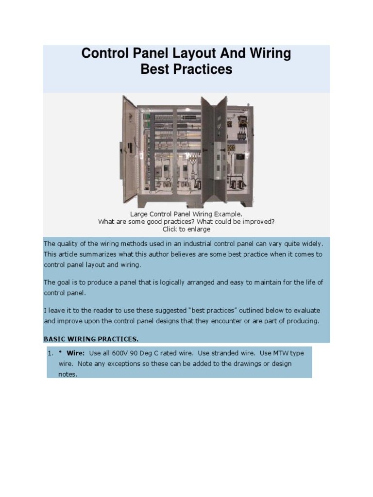 Control Panel Layout and Wiring Best Practices | PDF | Electrical ...