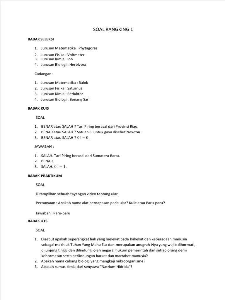 Soal Rangking 1 | PDF