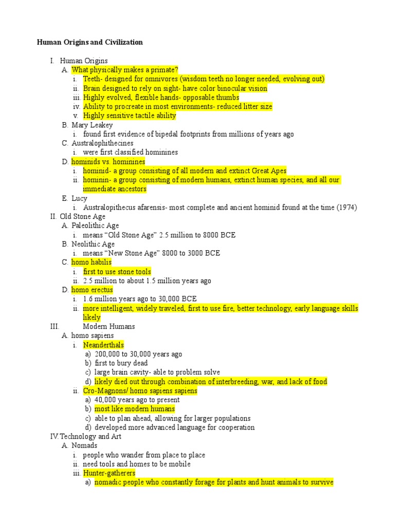 2 - Human Origins and Civilization | PDF | Homo | Human Evolution