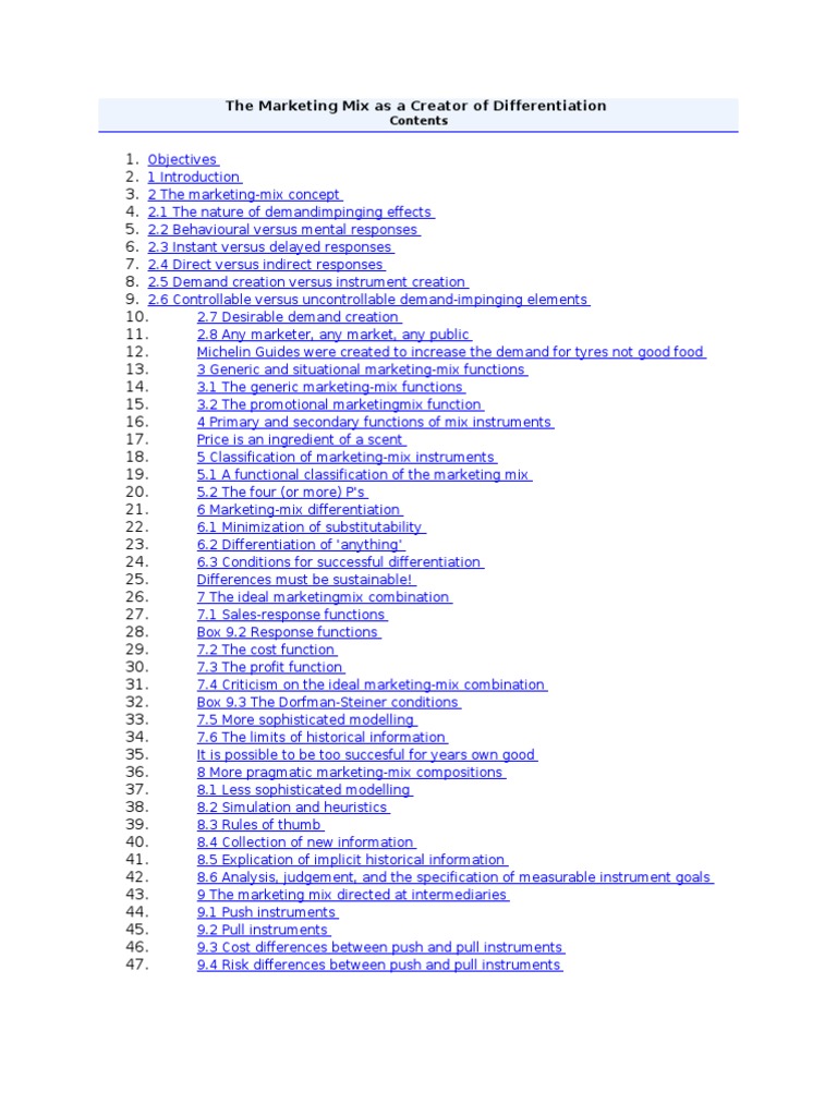 The Marketing Mix As A Creator of Differentiation | PDF | Marketing ...