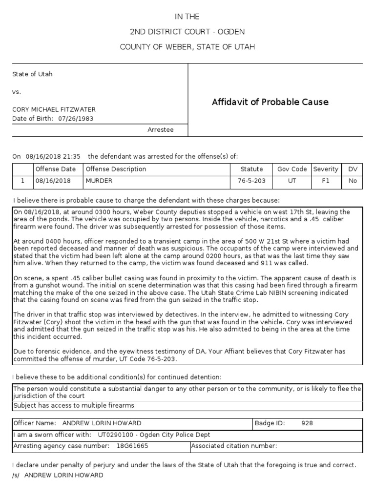 Cory Fitzwater PC Statement | PDF | Social Institutions | Social Science