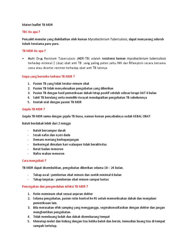 Materi Leaflet TB MDR | PDF