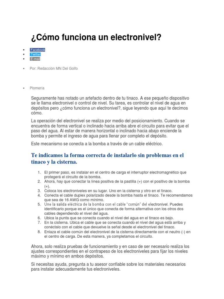 Cómo Funciona Un Electronivel | PDF