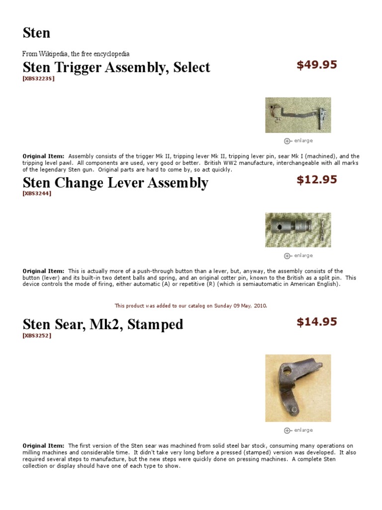 Sten | PDF | Firearm Components | Magazine (Firearms)