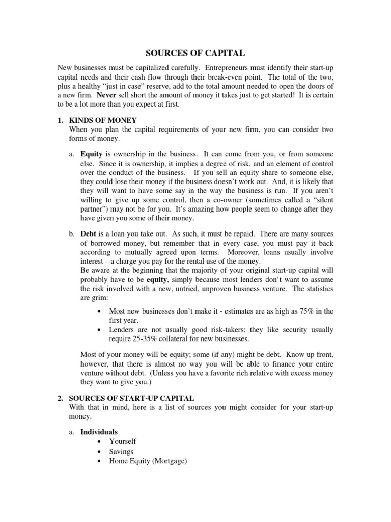 sources_of_capital.pdf | Small Business Administration | Loans