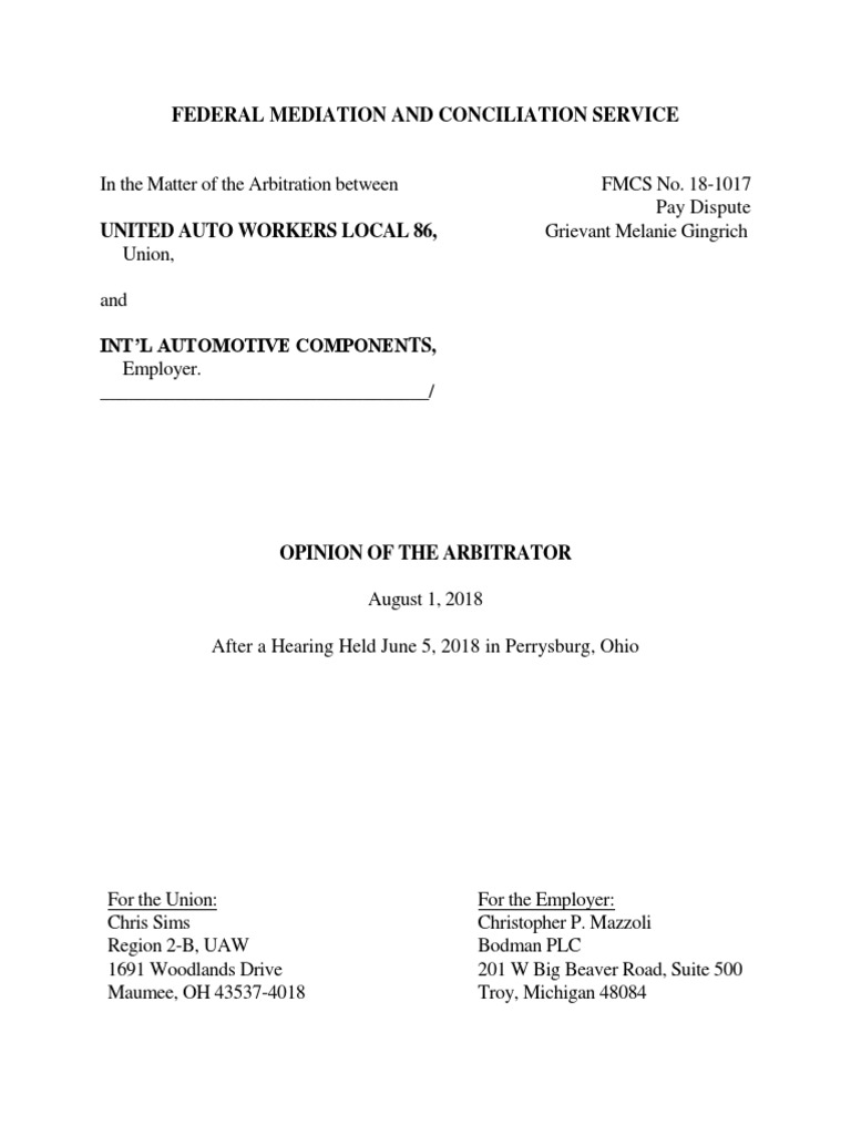 UAW Local 86 and International Automotive Components 8-1-18 | PDF ...