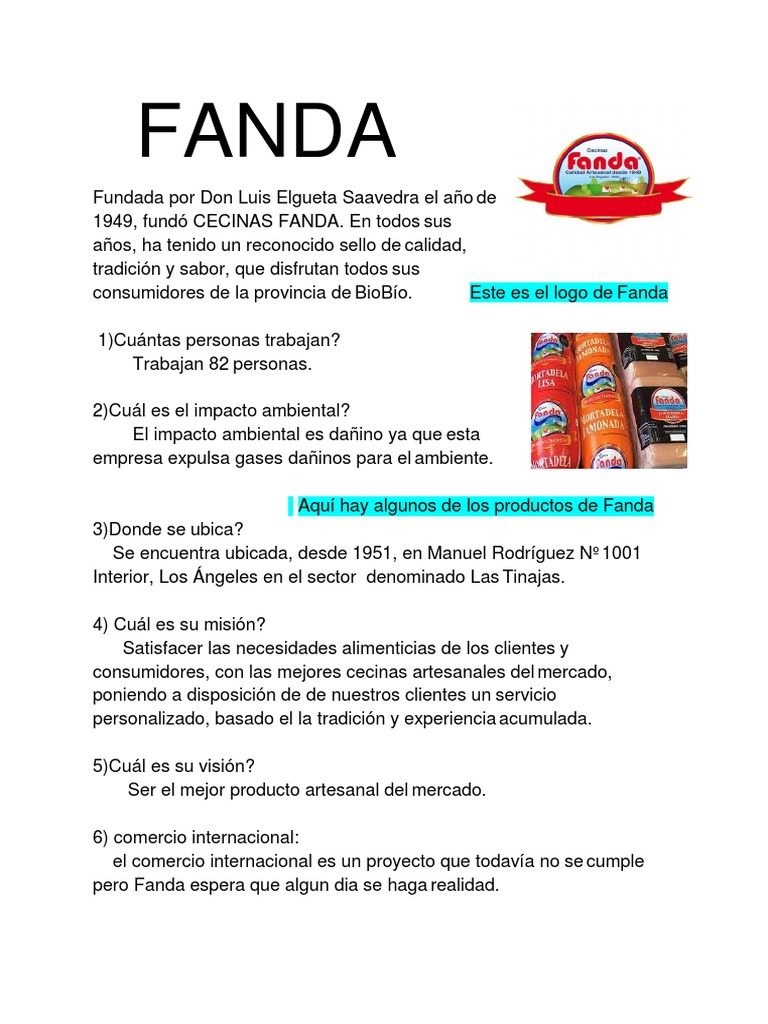 Cecinas Fanda: Tradición y Calidad | PDF