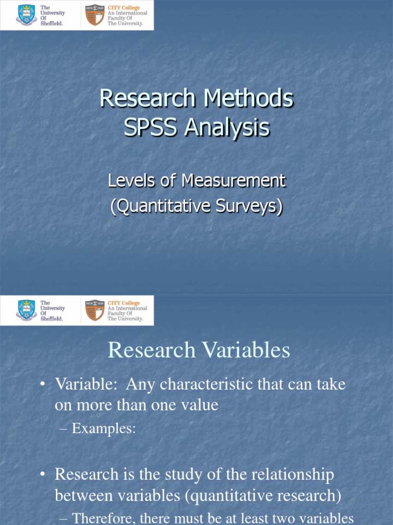 Research Methods SPSS Analysis: Levels of Measurement (Quantitative ...