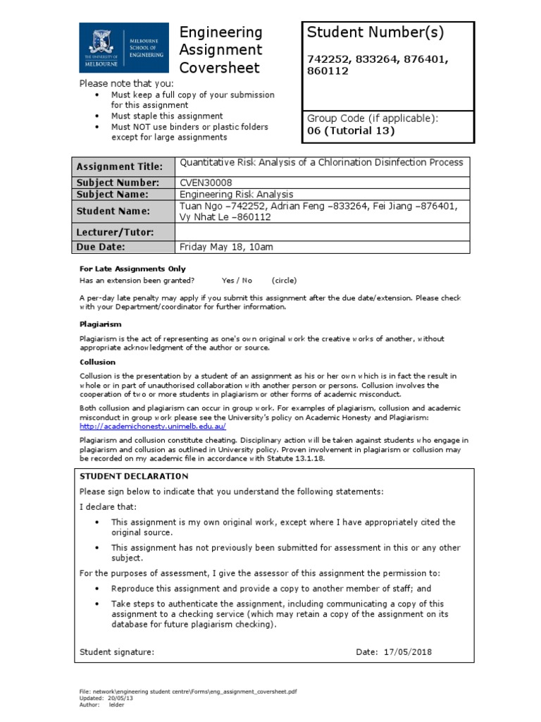 Engineering Assignment Coversheet | PDF | Plagiarism | Academic Dishonesty