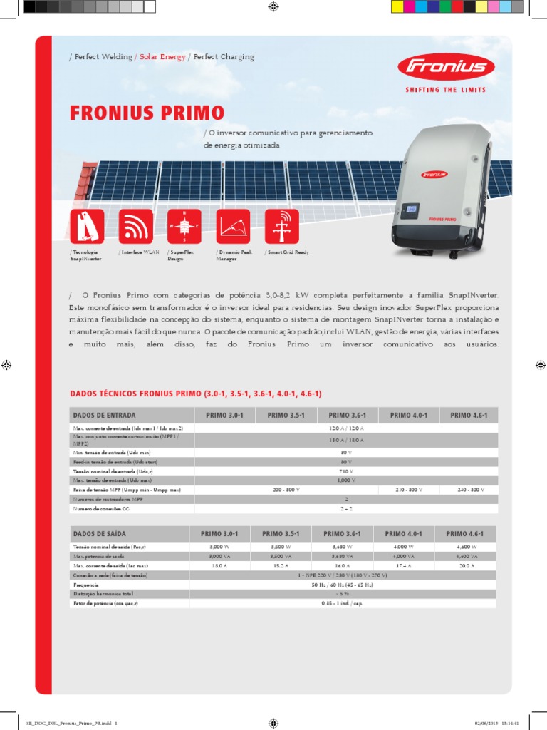 Fronius Primo Inverter Data Sheet | PDF | Computação e Tecnologia da ...