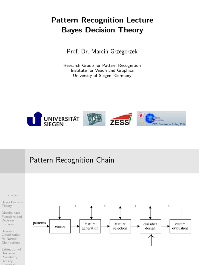 Bayesian Pattern Recognition Lecture Pdf Estimation Theory Statistical Classification