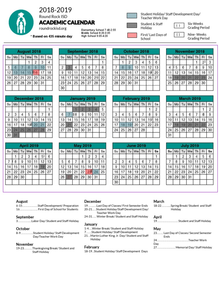 2018-2019 Academic Calendar | PDF | Academic Term | Holidays