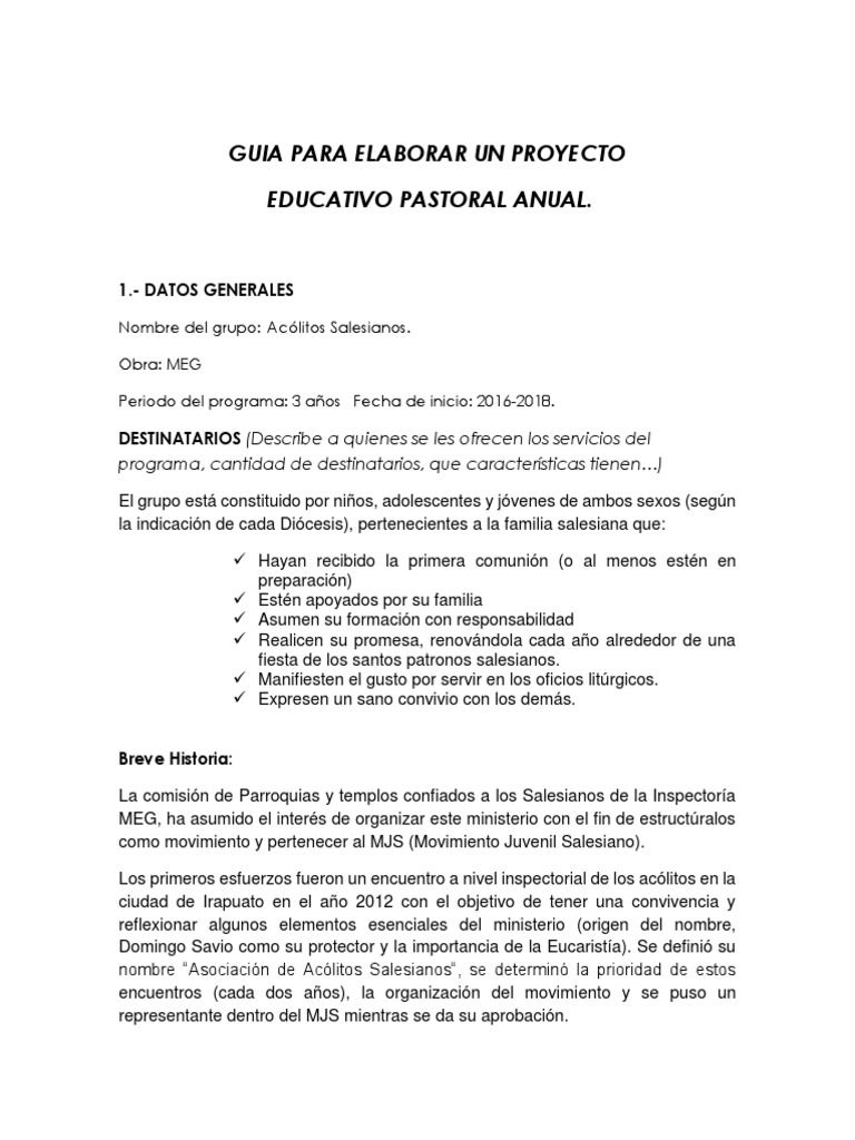 Guía para el desarrollo de un proyecto de ministerio litúrgico ...