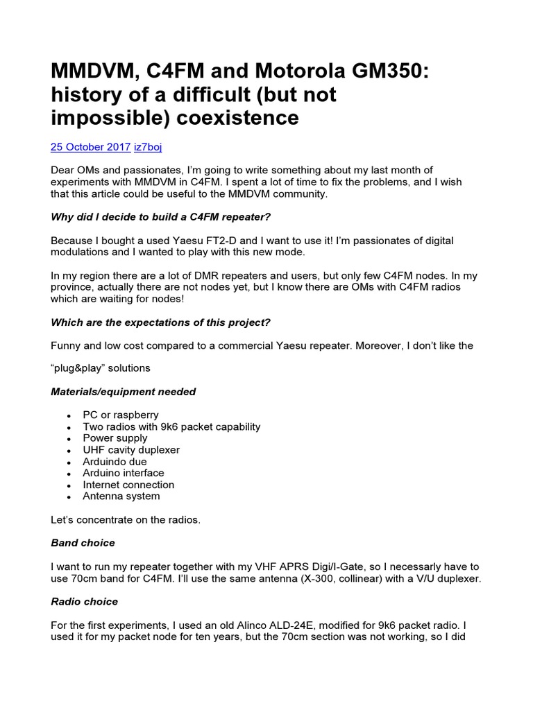 MMDVM and GM350: C4FM Setup Guide | PDF | Frequency Modulation ...