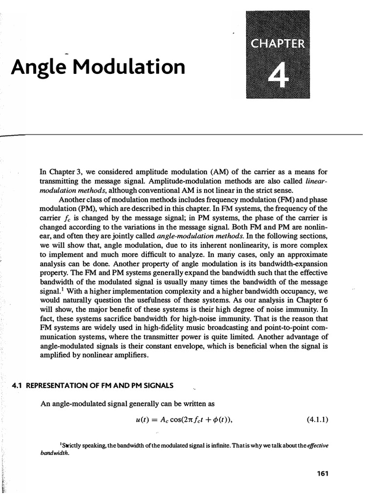 John G. Proakis-Fundamentals of Comm. Systems-Chap.4 | PDF | Frequency Modulation | Modulation
