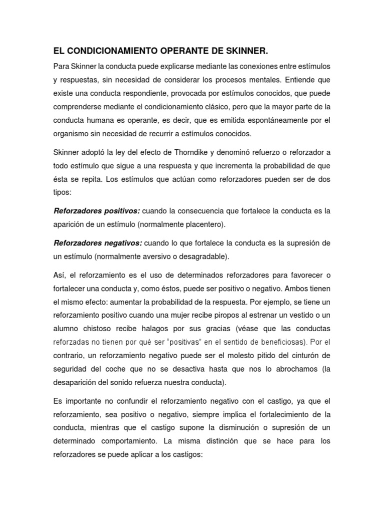 Condicionamiento Operante de Skinner | PDF | Motivación | Motivacional