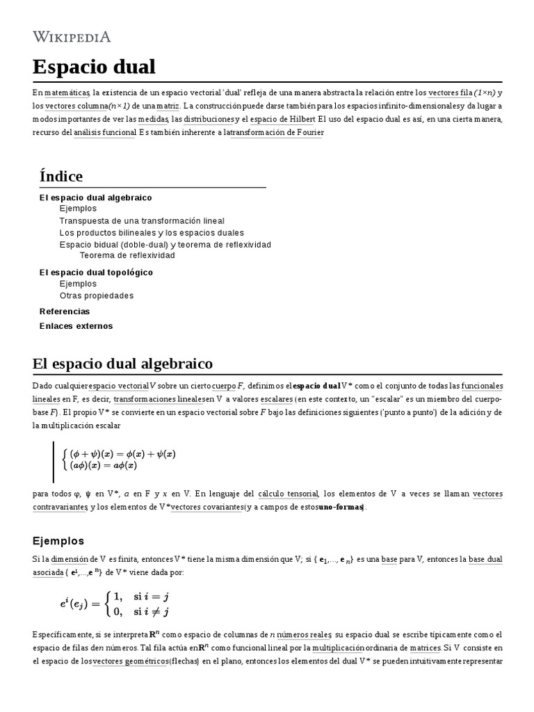 Espacio Dual | PDF | Espacio vectorial | Estructuras matemáticas