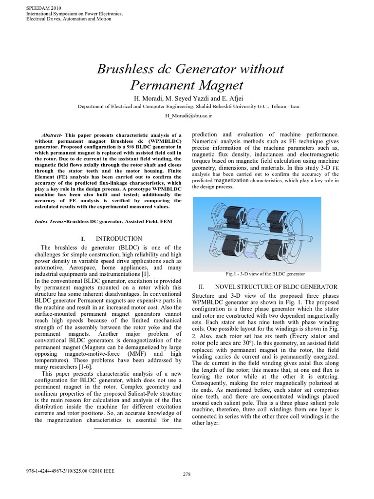 Analysis and Comparison of Two Brushless DC Generators With Doubly Salient Structure and Stator ...