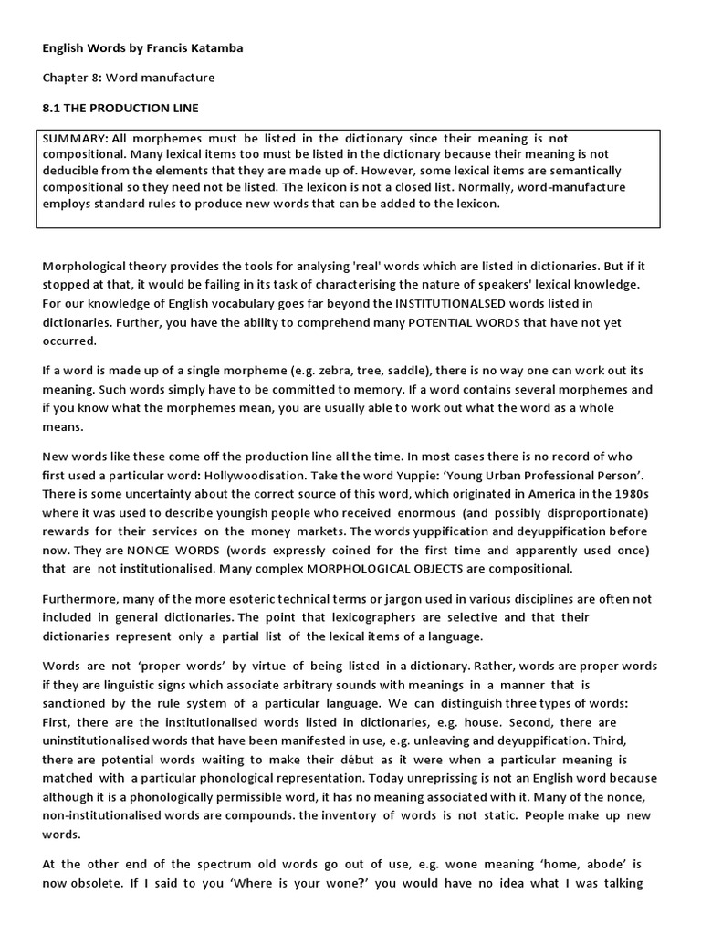 Francis Katamba | PDF | Lexicon | Word