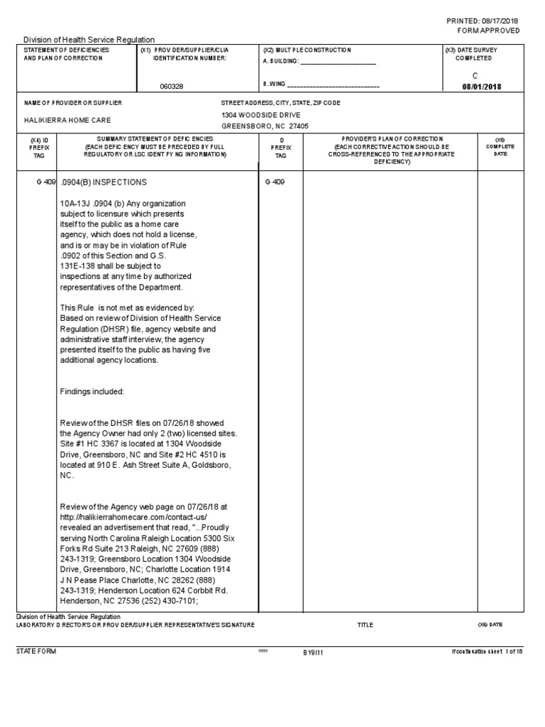 Halikerra Statement of Deficiencies | PDF | Employment | Health Care
