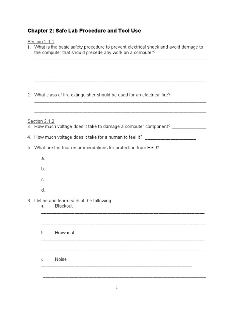 Chapter 2: Safe Lab Procedure and Tool Use | PDF | Manufactured Goods ...