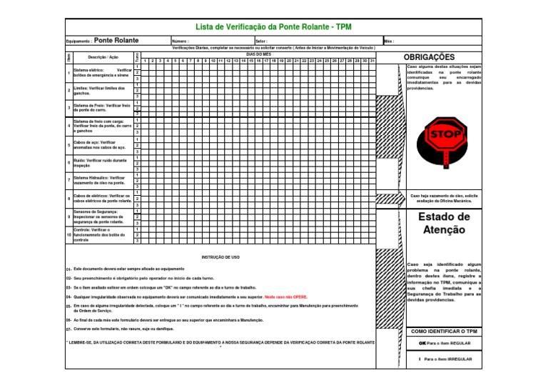 Checklist Ponte Rolante | PDF | Ponte