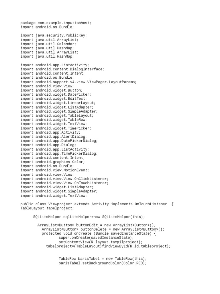 View Projectactivity | PDF | Widget (Gui) | Android (Operating System)