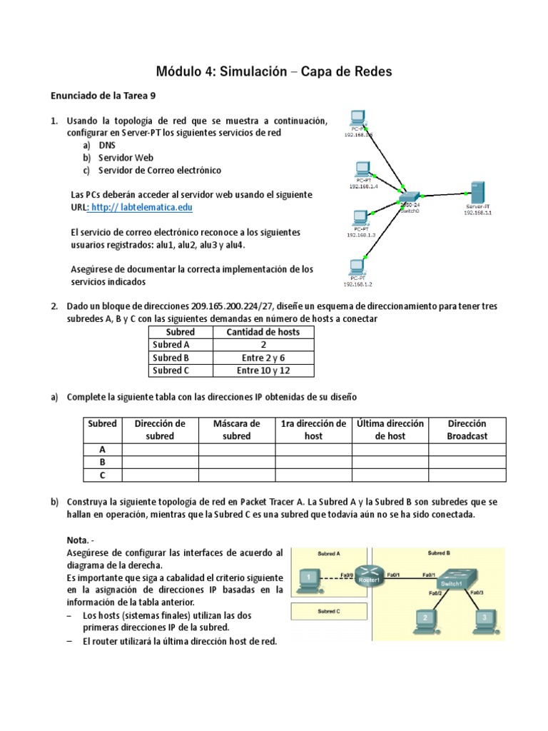 Ejercicios de Redes Con Packet Tracer | PDF | Dirección IP | Protocolos de comunicaciones