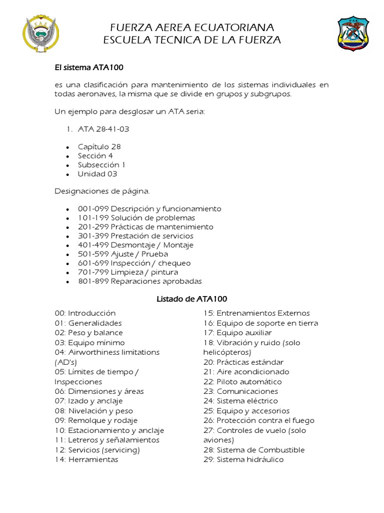 Clasificación ATA 100 en Aviación | PDF | Helicóptero | Configuraciones ...
