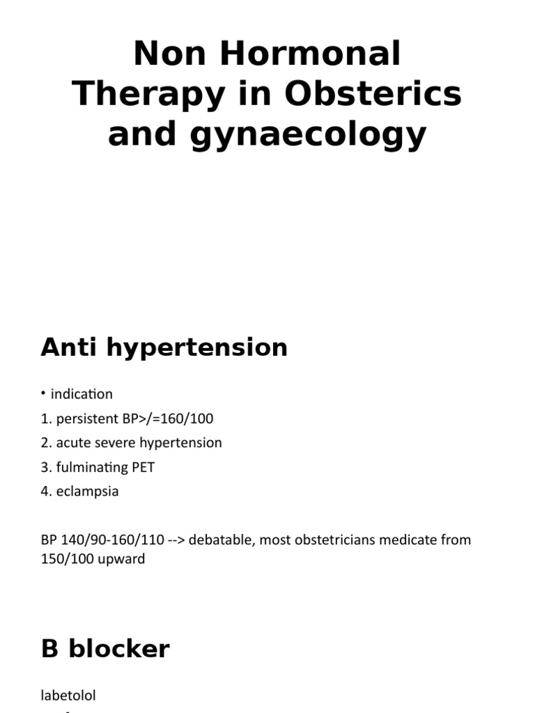 Non-Hormonal Therapy Options for Hypertension in Obstetrics and ...