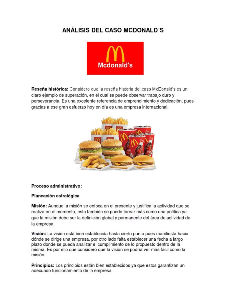 Análisis Del Caso Mcdonald | PDF | Planificación | Calidad (comercial)