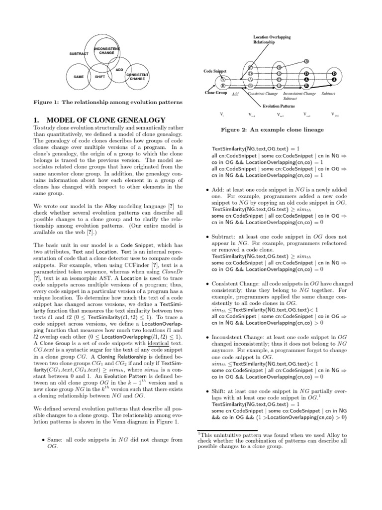 Model of Clone Genealogy: Inconsistent Change Subtract | PDF | Combinatorics | Discrete Mathematics