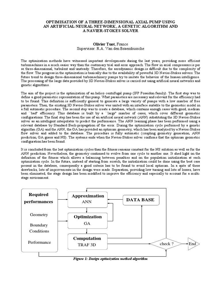 Optimisation of A Three-Dimensional Axial Pump Using An Artificial Neural Network, A Genetic ...