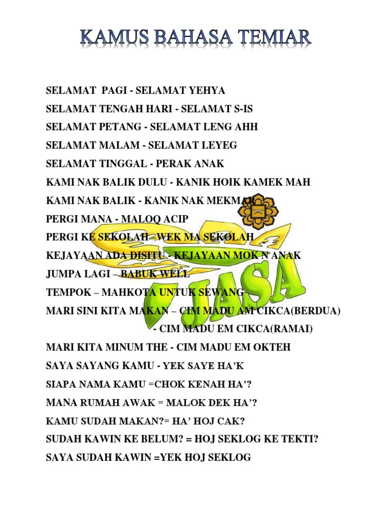Bahasa Temiar | PDF