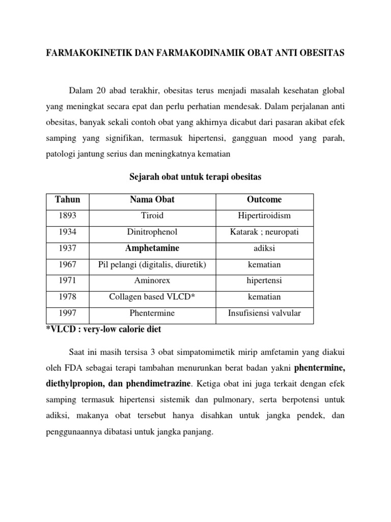 Farmakokinetik Dan Farmakodinamik Obat Anti Obesitas | PDF