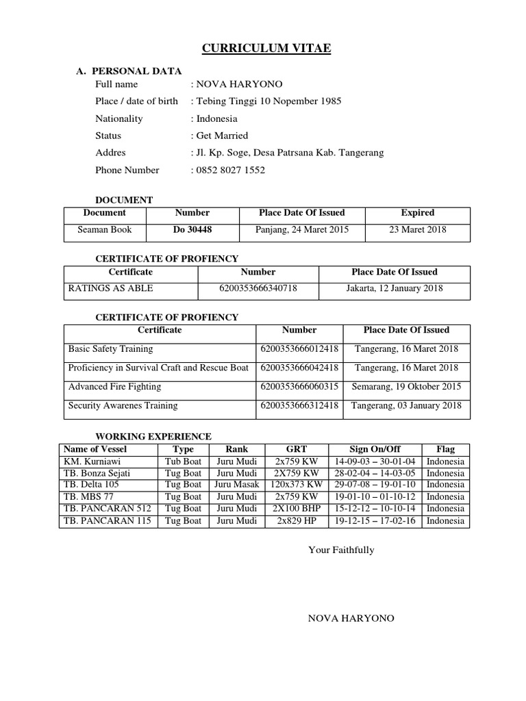 Nova Haryono Maritime CV | PDF