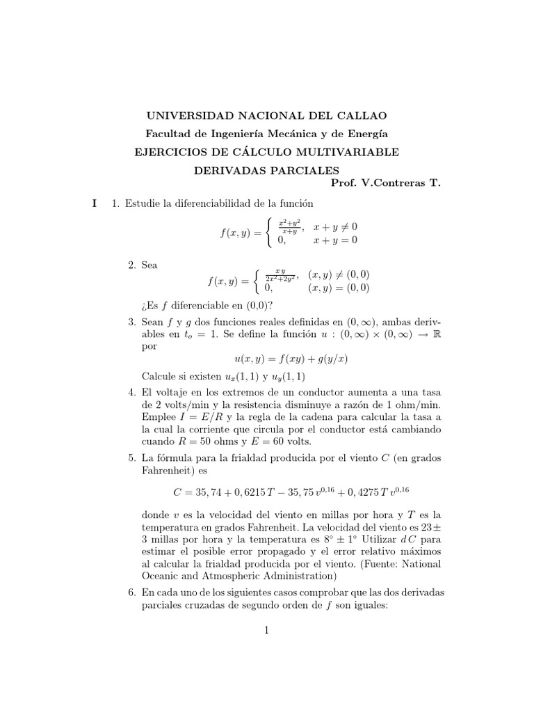 EJERCICIOS de Calculo Multivariable | PDF | Derivado | Tangente