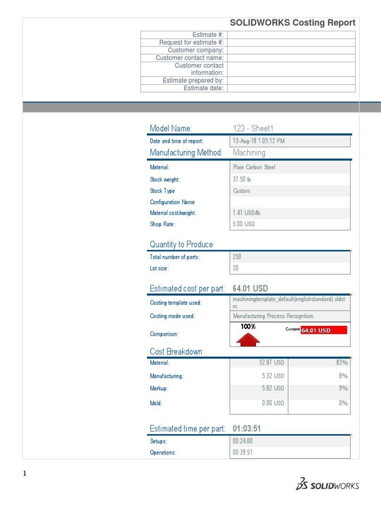 Solidworks Costing | PDF | Drill | Machining