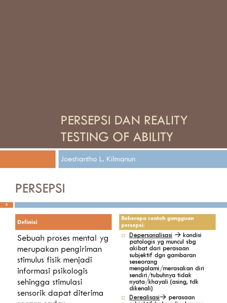 Persepsi Dan Reality Testing of Ability | PDF