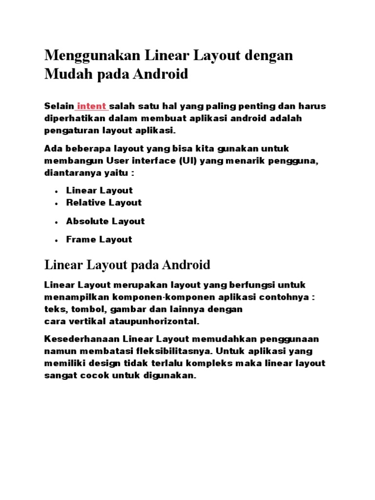 Menggunakan Linear Layout Dengan Mudah Pada Android | PDF | Bisnis