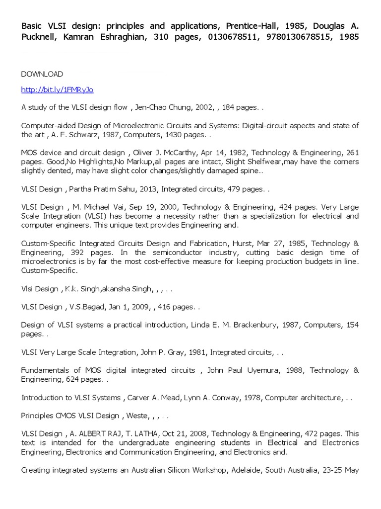 Basic Vlsi Design Principles and Applications PDF | PDF | Integrated Circuit | Science