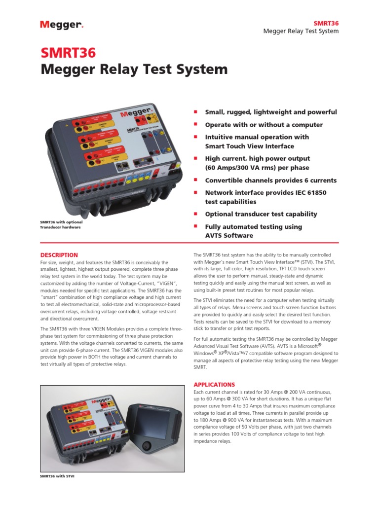 Megger Relay Test System: SMRT36 | PDF | Amplifier | Relay
