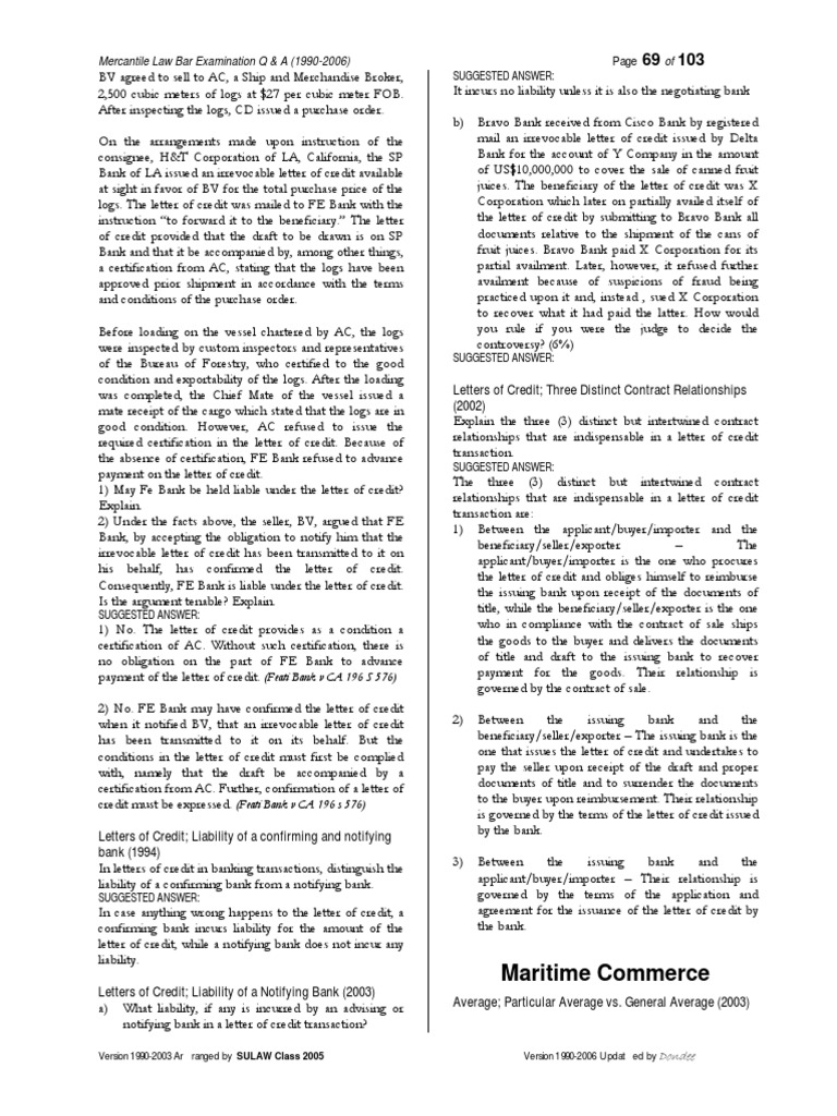 Maritime Bar Qas | PDF | Letter Of Credit | Common Law