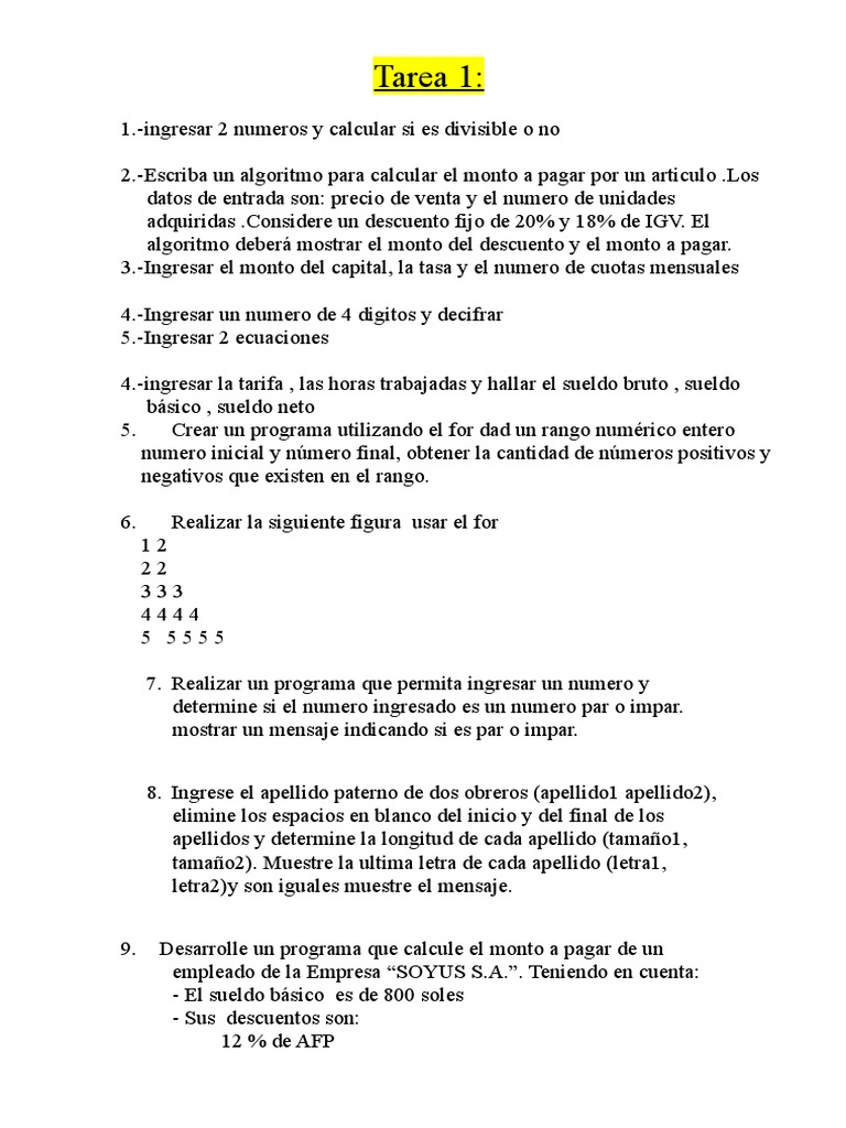 Tarea 1 de Java | PDF | Algoritmos | Java (lenguaje de programación)