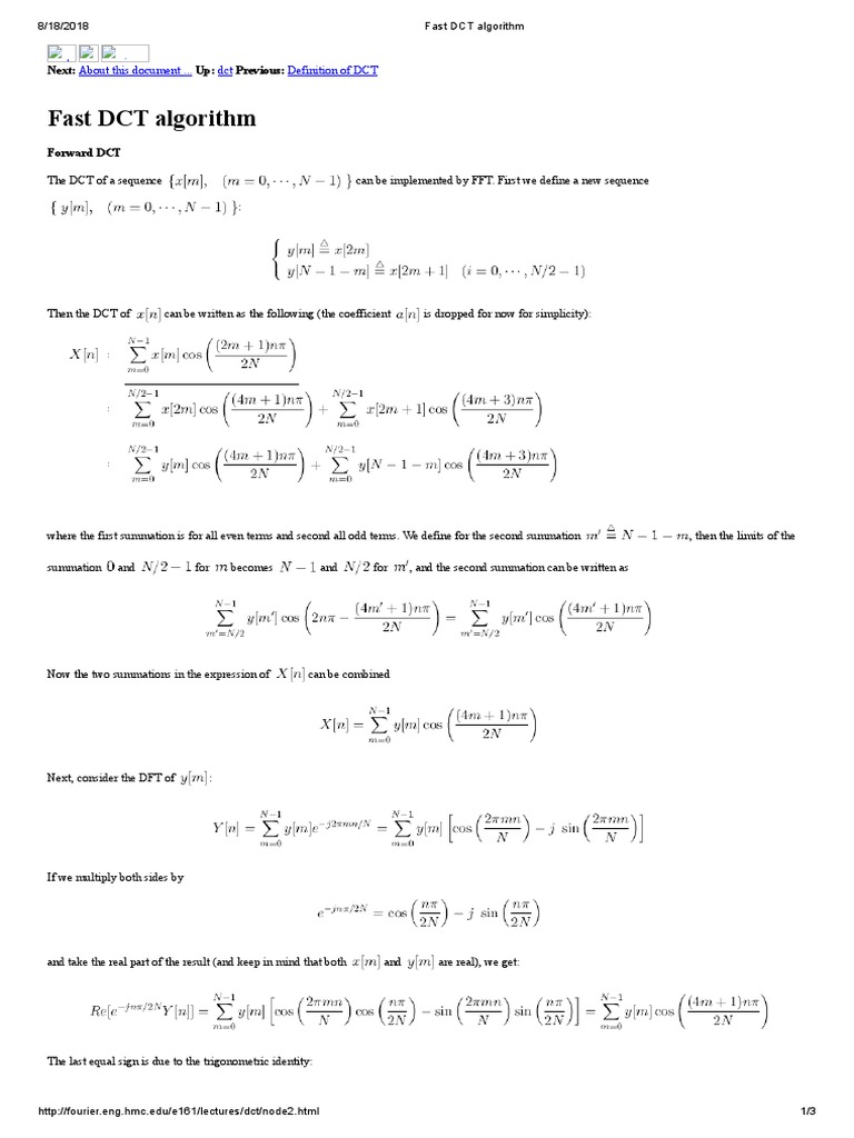 Fast DCT Algorithm | PDF | Discrete Fourier Transform | Fast Fourier Transform