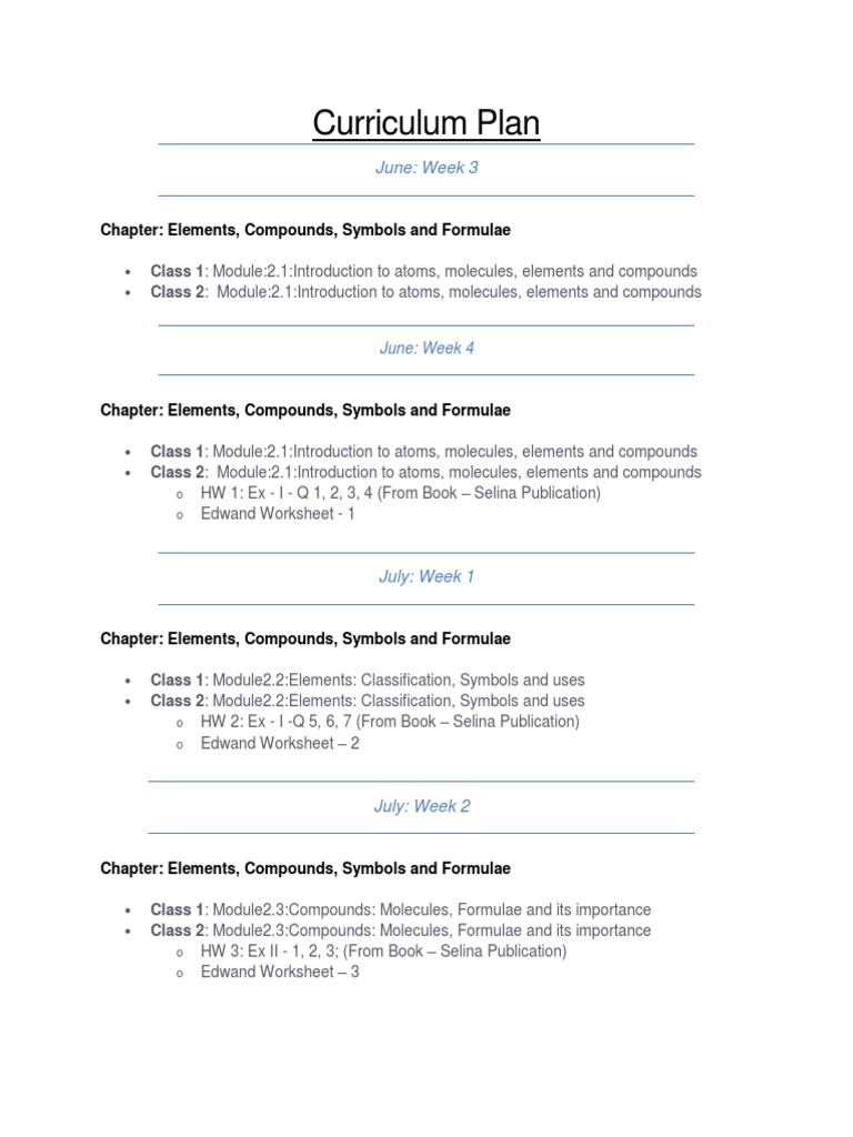 Week Wise Plan - Period - 2 (June, July, August, Sep) | PDF | Mixture ...