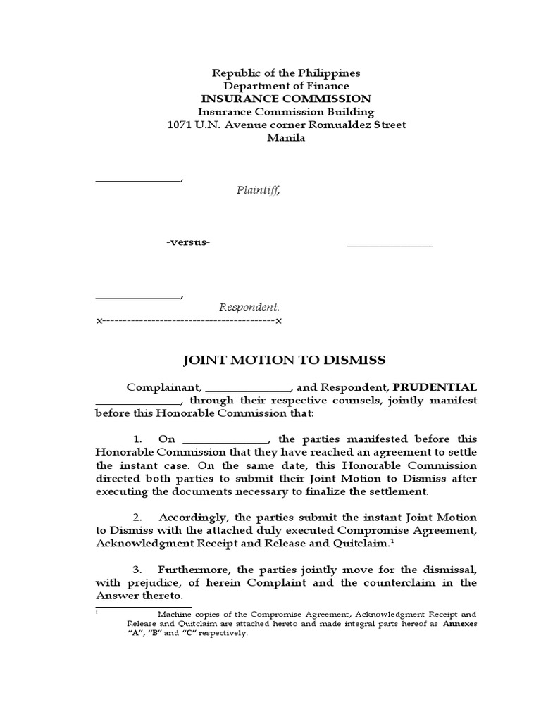 Joint Motion to Dismiss